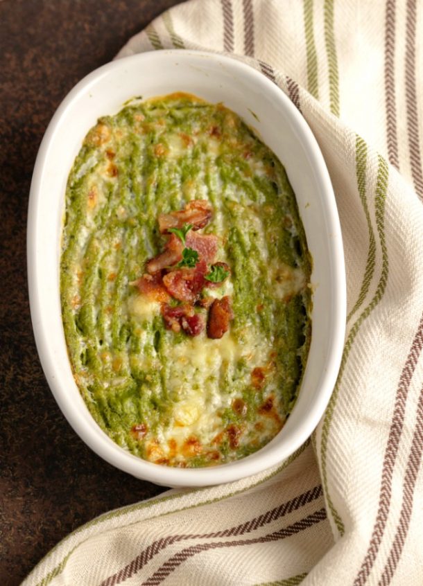Creamy Cheesy Broccoli Mash with Bacon - Beauty and the Foodie