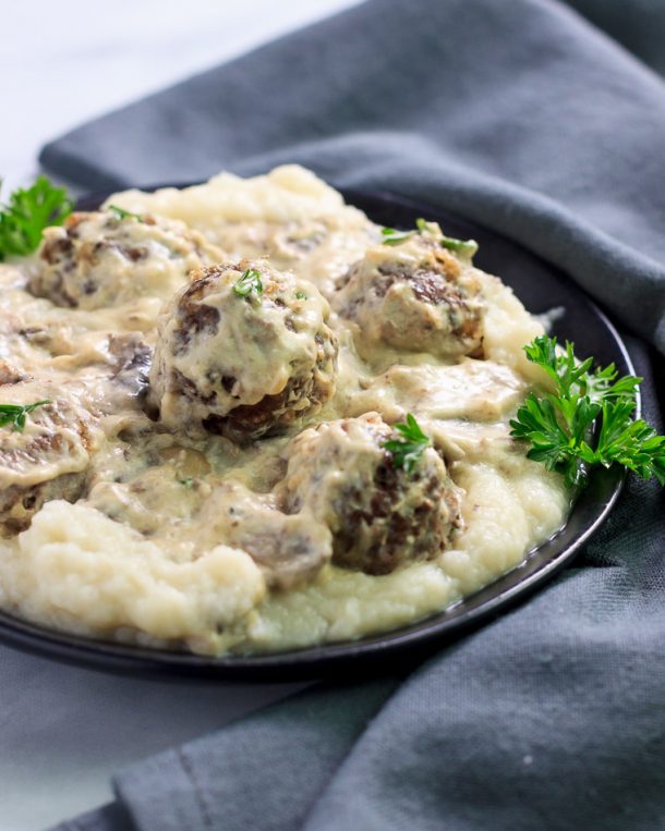 Keto Savory Smothered Meatballs - Beauty and the Foodie