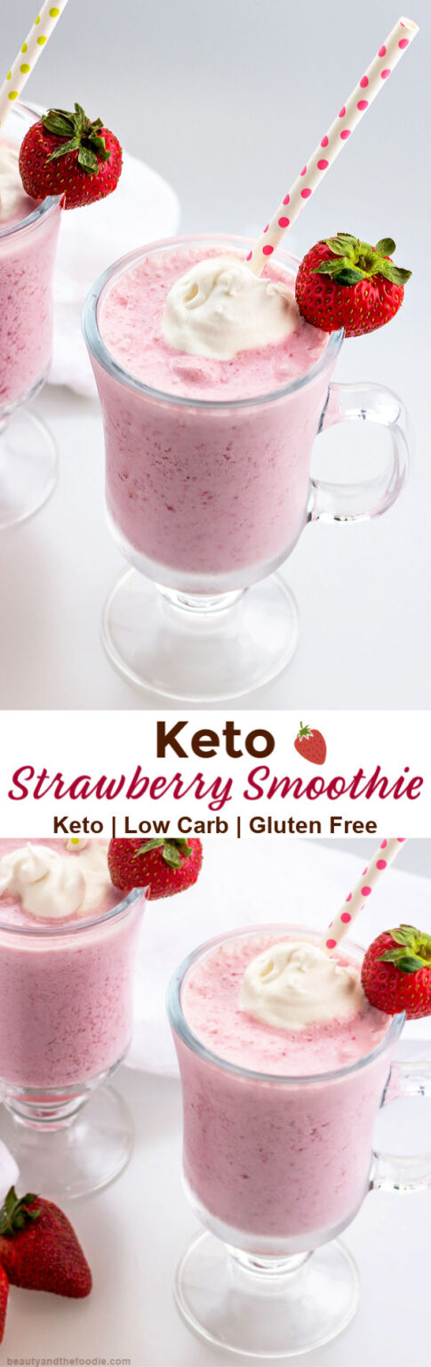 Easy Keto Strawberry Smoothie - Beauty and the Foodie