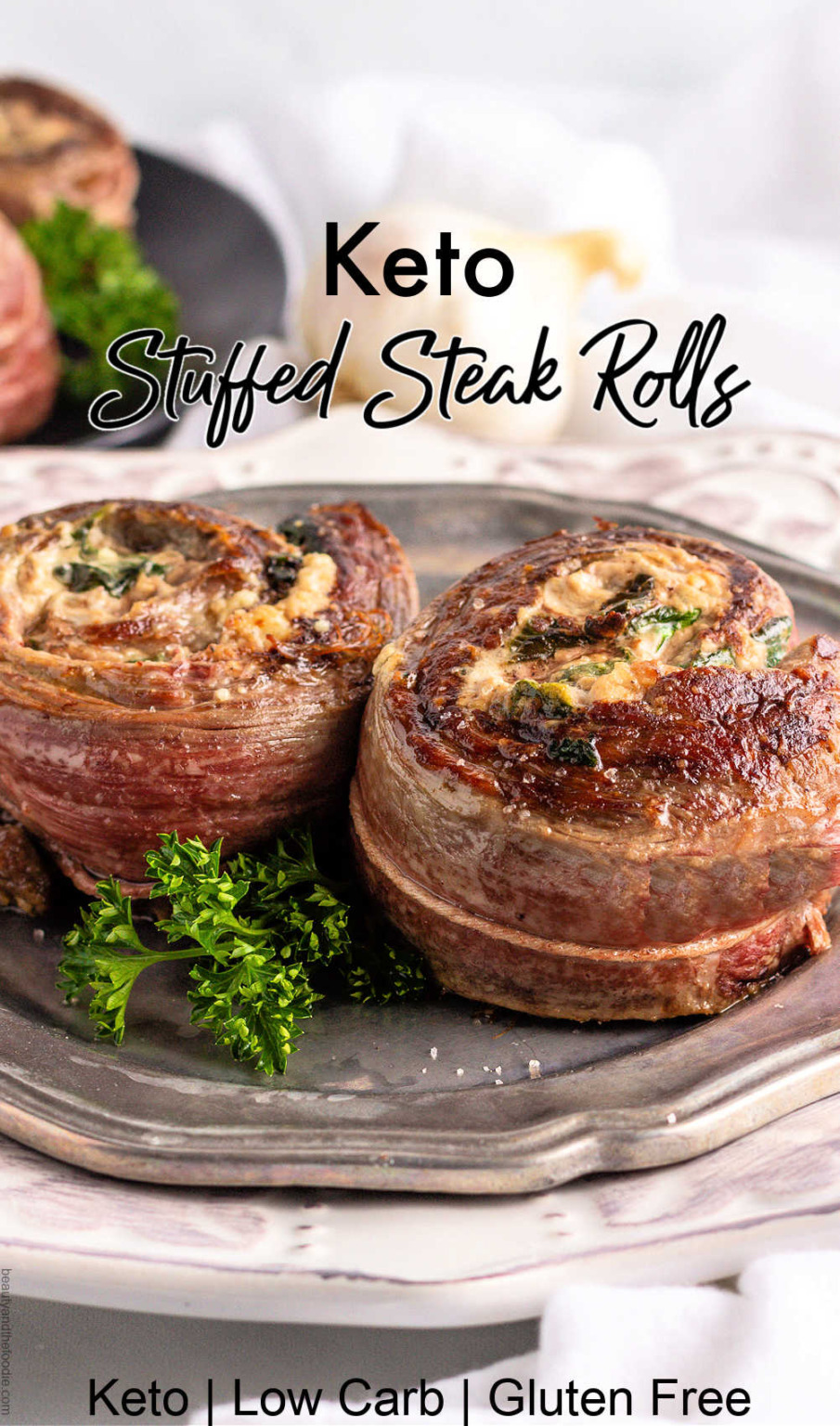 Keto Stuffed Steak Rolls - Beauty and the Foodie